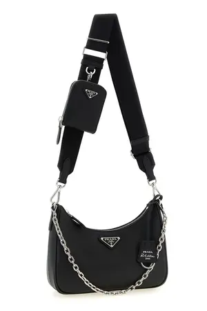 Prada Re-edition 2005 Saffiano Leather Shoulder Bag - Black