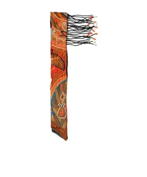 Etro Paisley Pattern Beaded Fringe Neckerchief - Multicolor