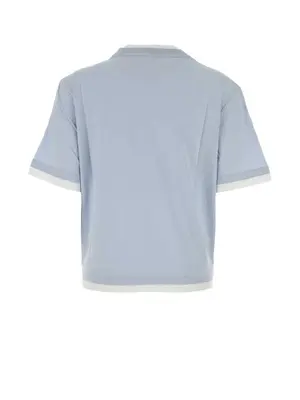 Prada Cotton Jersey T-shirt With Emblematic Triangle Logo - Blue