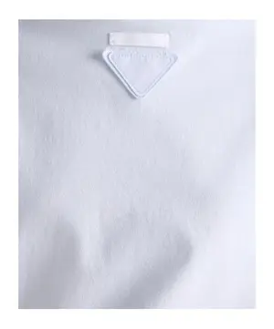 Prada Cotton Jersey T-shirt With Emblematic Triangle Logo - Blue