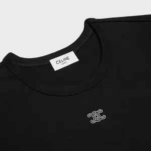 Celine Triomphe T-shirt In Ribbed Cotton Jersey