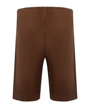 Issey Miyake Homme Plissé Pleated Straight Leg Shorts - Brown