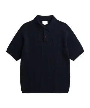 Norse Projects Waffle-knit Polo Shirt - Black