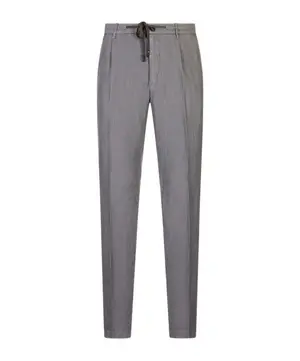 Peserico Grey Casual Pants With Drawstring Waist - Gray