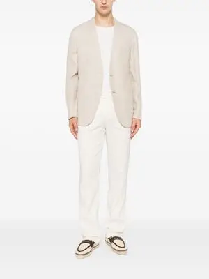 Brioni Linen, Wool And Silk Jardigan - Beige