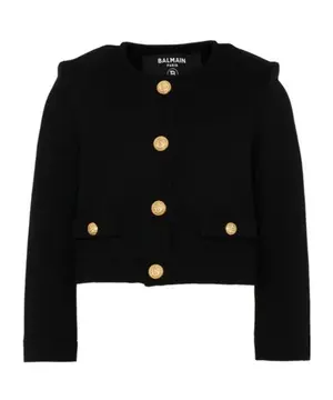 Balmain Buttoned Cotton Jacket - Black