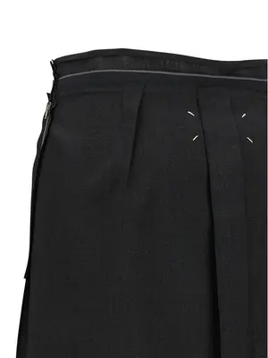 MAISON MARGIELA Pleated Midi Skirt With Raw Edge Waistband