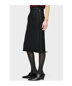 MAISON MARGIELA Pleated Midi Skirt With Raw Edge Waistband