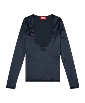 DIESEL® Oval D Scoop Neck Long Sleeve Top - Black