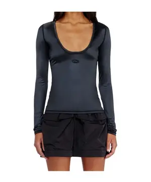 DIESEL® Logo Oval D Embroidery Slim Fit Long Sleeve Top