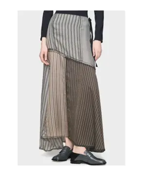 MAISON MARGIELA Asymmetric Striped Maxi Skirt - No