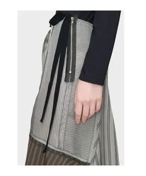 MAISON MARGIELA Asymmetric Striped Maxi Skirt - No