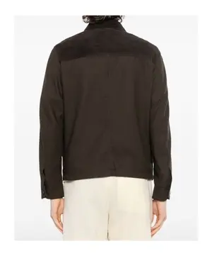 Brioni Collared Leather Jacket - Black