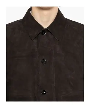 Brioni Collared Leather Jacket - Black