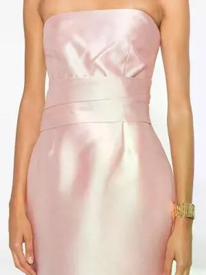 Solace London Strapless Pleated Waist Maxi Dress