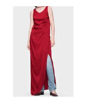 MAISON MARGIELA Sleeveless Draped Satin Maxi Dress