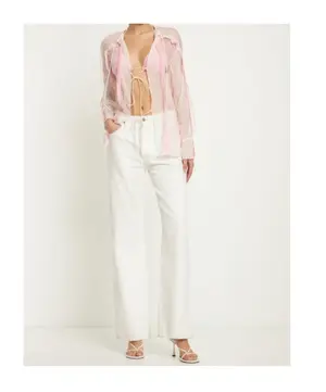 Christopher Esber Silk Chiffon Open Blouse And Bra Set