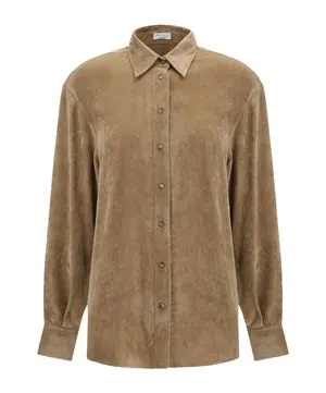 Brunello Cucinelli Corduroy Snap-button Shirt - Brown