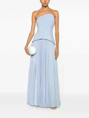 Solace London Strapless Pleated Maxi Dress - Blue