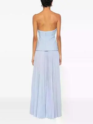 Solace London Strapless Pleated Maxi Dress - Blue
