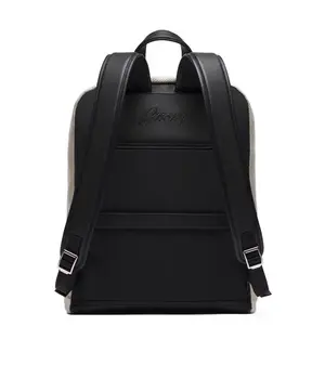Brioni Canvas And Leather Backpack - Gray