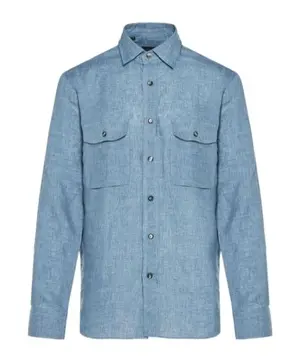 Brioni Long-sleeved Military Shirt - Blue