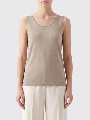 Brunello Cucinelli Metallic Knit Sleeveless Top - Gray