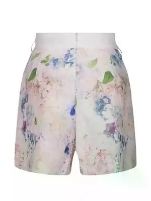GIOVANNI PARIS Violet Floral Print Belt Loop Shorts