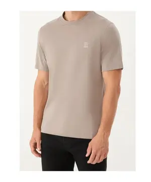 Brunello Cucinelli Logo Embroidered Crewneck T-shirt - Nude