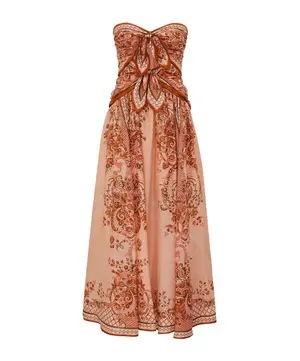 Zimmermann Aster Scarf Midi Dress - Pink Paisley Pattern