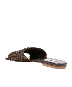 Casadei Round Toe Flat Sandals With Woven Design