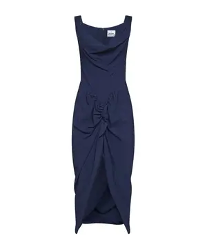 VIVIENNE WESTWOOD Sleeveless Draped Dress With Front Slit - Navy