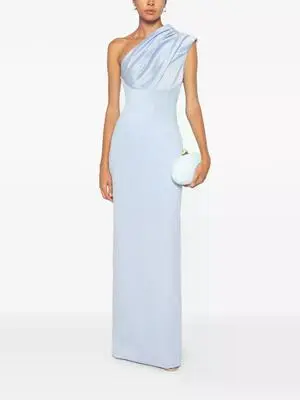 Solace London Gracie One-shoulder Draped Maxi Dress - Blue