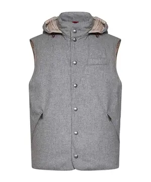 Brunello Cucinelli Sleeveless Hooded Padded Jacket - Gray