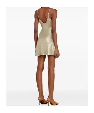 DIESEL® Metallic Stretch Jersey Mini Dress - Beige