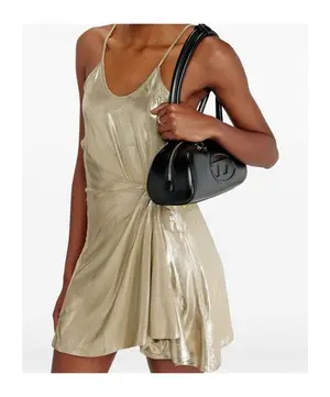 DIESEL® Metallic Stretch Jersey Mini Dress - Beige