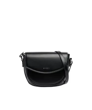 Marni Poly Shoulder Bag With Logo - Black