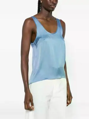 ANINE BING Silk Scoop-neck Top
