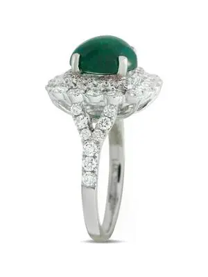 LB EXCLUSIVE Emerald And Diamond Ring In 14k White Gold