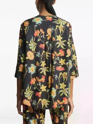 FAY Three-quarter Sleeve Floral Print Shirt