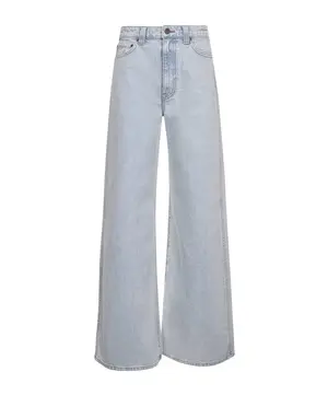 Khaite Belt Loop Wide Leg Denim Trousers - Gray
