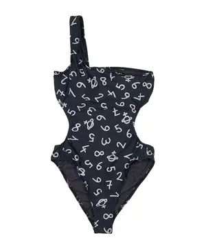 VIVIENNE WESTWOOD One-shouldered Printed One-piece Swimsuit - Black