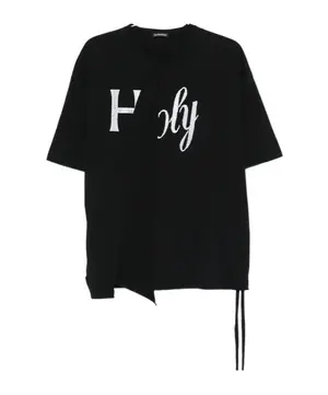 ANN DEMEULEMEESTER Asymmetrical Graphic Print T-shirt - Black