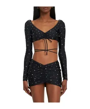 Alessandra Rich Embellished Ruched Mini Skirt
