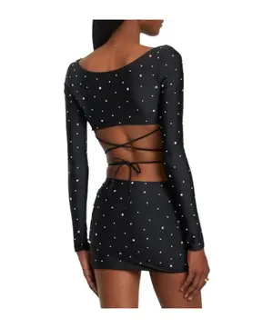 Alessandra Rich Embellished Ruched Mini Skirt