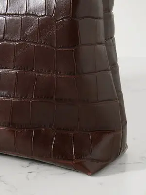NILI LOTAN Jerry Crocodile-patterned Leather Clutch - Brown