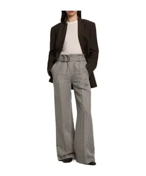 Brunello Cucinelli Linen Blend Straight Leg Pants