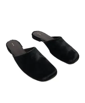 THE ROW Penelope Pony Skin Flat Mules - Black