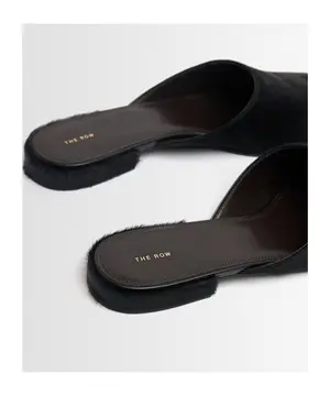 THE ROW Penelope Pony Skin Flat Mules - Black
