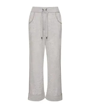 Brunello Cucinelli Wool Cashmere Wide Leg Pants - Gray